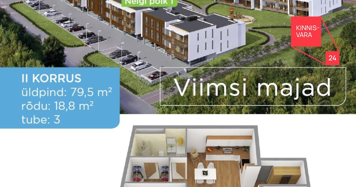 For sale apartment, 3 rooms, Hüatsindi tee 2-23, Viimsi alevik