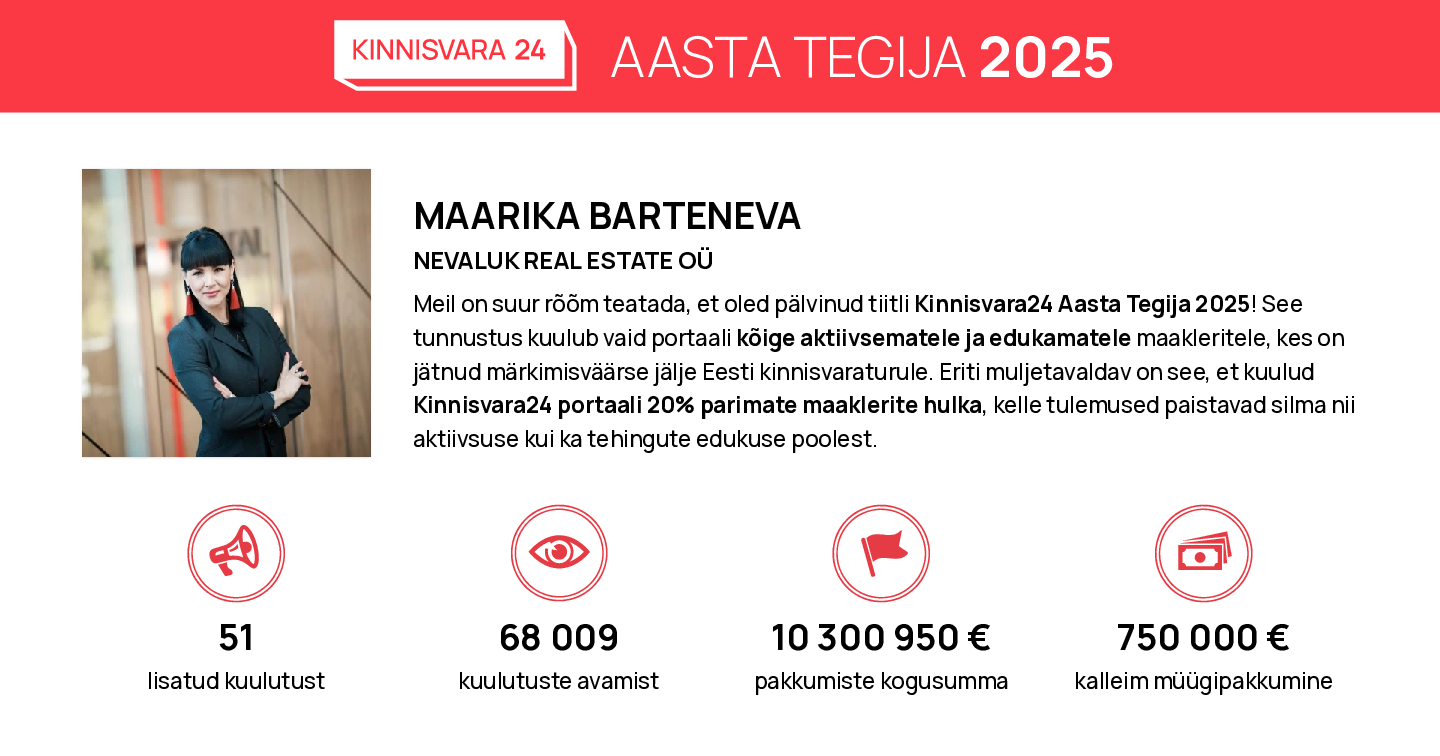 Kinnisvara24 aasta tegija 2025 - Maarika Barteneva